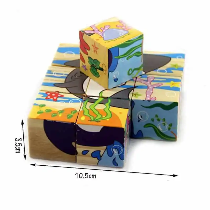 Puzzle 9 Cubos de Madera | Caracolito Calfu